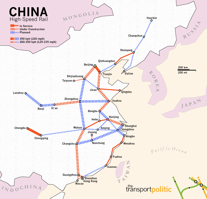 China: In 2020 16.000 kilometer hogesnelheidslijn